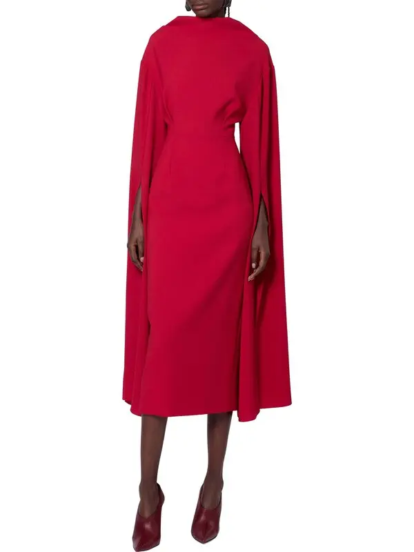 ROKSANDA Nour Crepe Cape-sleeve Midi Dress - Red