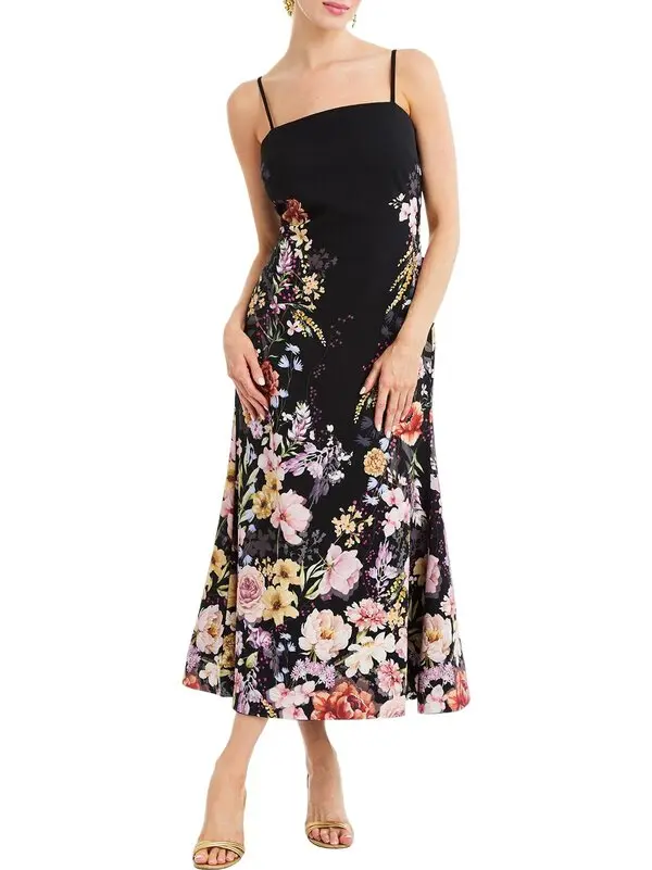 Mestiza New York Tropez Floral Reversible Flared Midi Dress - Black