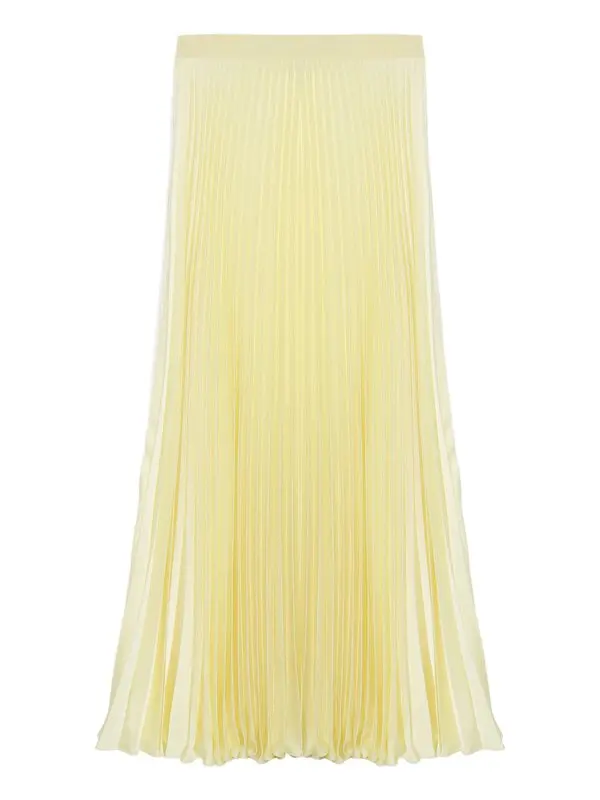 Simkhai Melanie Pleated Satin Midi Skirt - Yellow