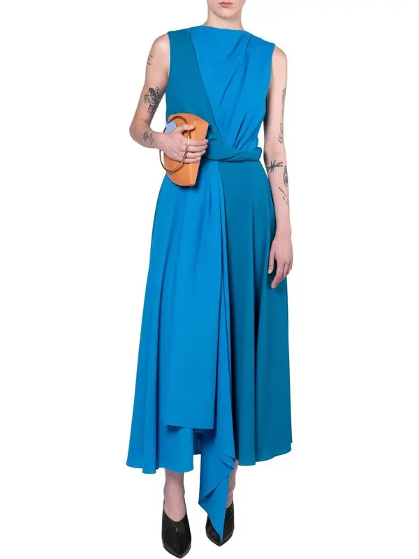 ROKSANDA Parsa Asymmetric Color Block Midi Dress - Blue