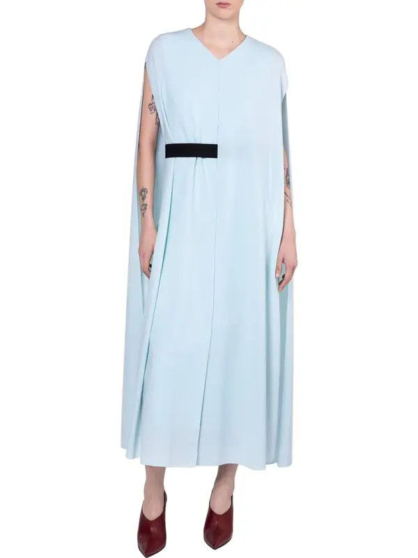 ROKSANDA Fyera Belted Cape Effect Crepe Midi Dress - Blue