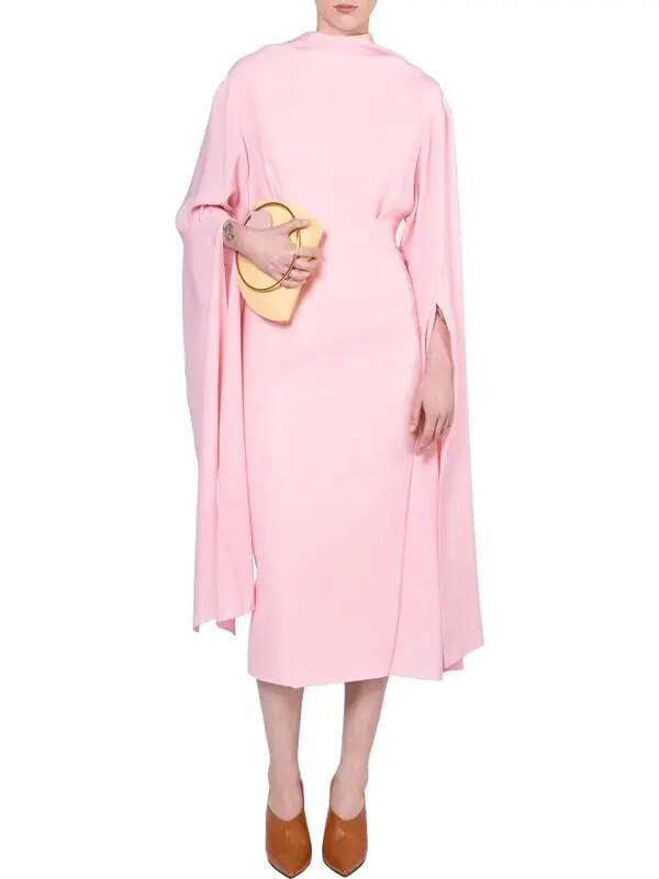 ROKSANDA Nour Draped Cape Effect Crepe Midi Dress - Pink