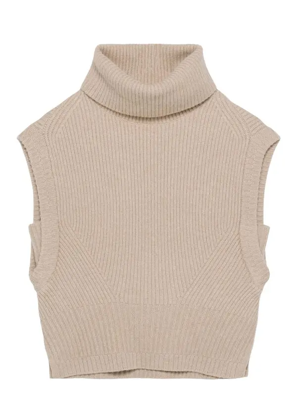 Simkhai Maple Ribbed Wool Cashmere Turtleneck Sweater - Neutral