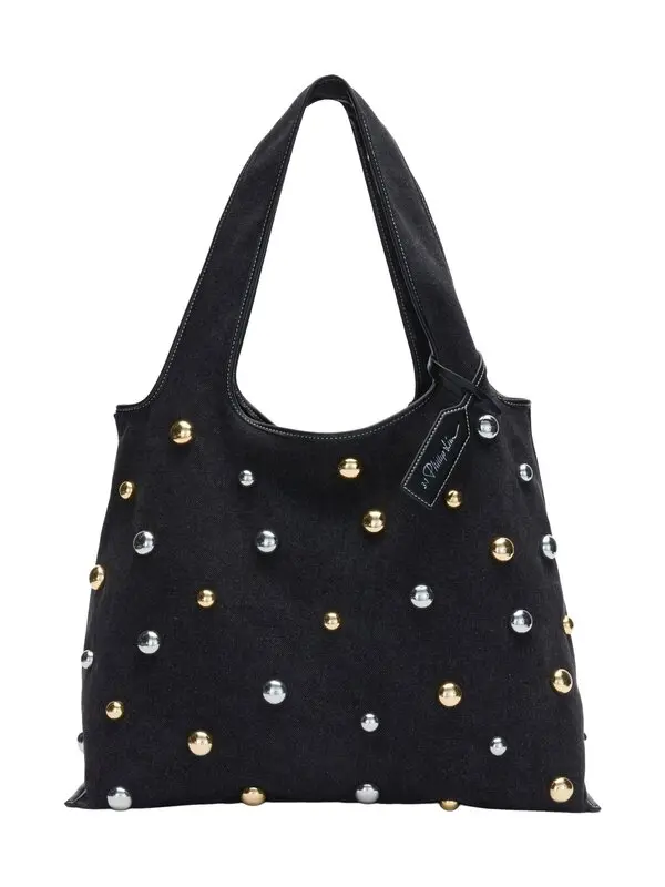 3.1 Phillip Lim Studded Denim Market Tote - Black