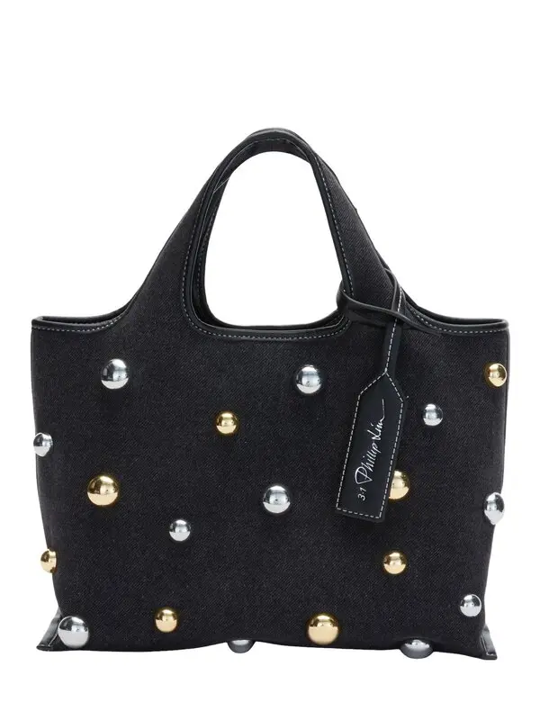 3.1 Phillip Lim Studded Denim Mini Market Tote - Black