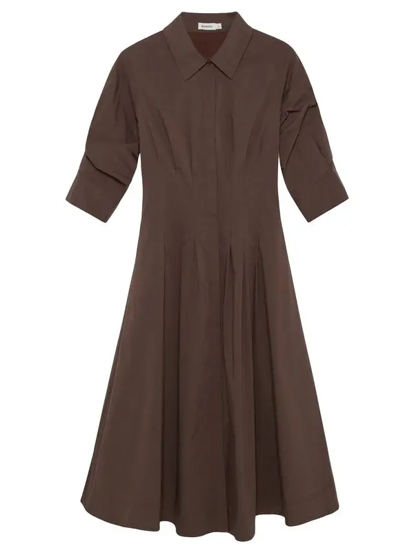 Simkhai Jazz Pleated Poplin Midi Shirt Dress - Brown