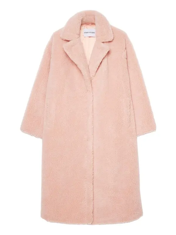 STAND STUDIO Maria Faux Shearling Coat - Pink