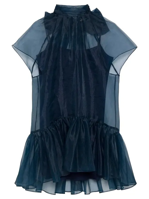 Simkhai Beaux Organza Gathered Mini Dress - Blue