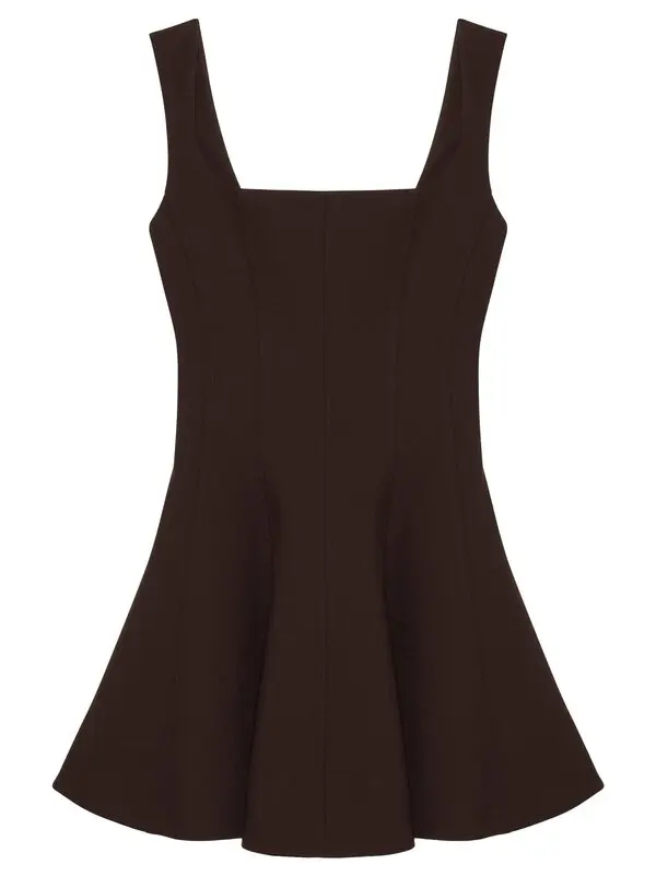 Simkhai Bronte Crepe Flared Mini Dress - Brown