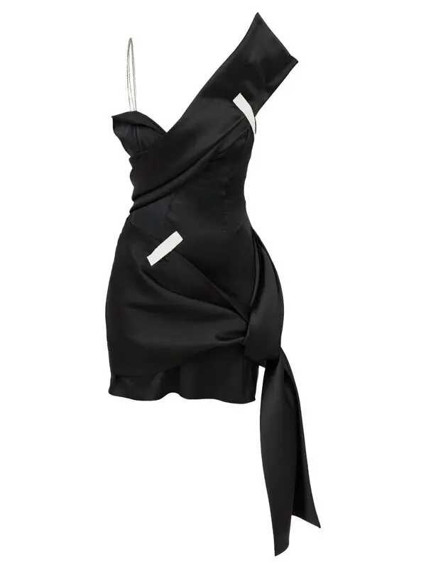 BYVARGA Janet Satin Draped Mini Dress - Black