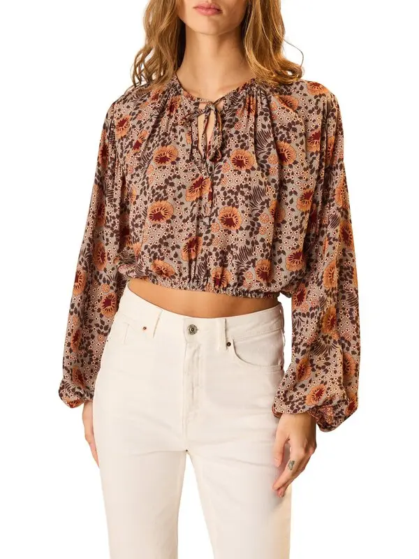 Natalie Martin Amelia Floral Tie-neck Crop Top - Multicolor