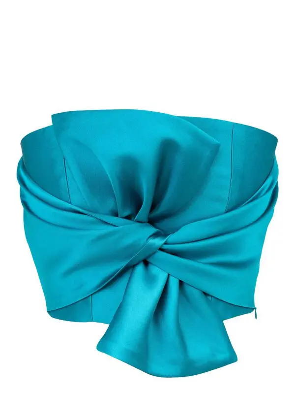 BYVARGA Whitney Satin Bow Strapless Top - Blue