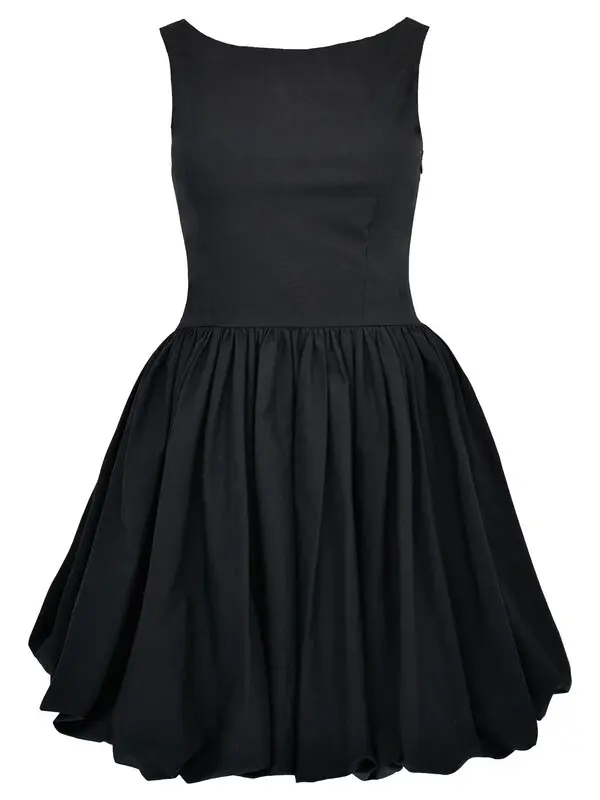 Azeeza Ananya Gathered Poplin Mini Dress - Black