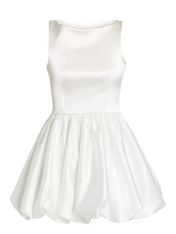 Azeeza Ananya Satin Bubble Mini Dress - White