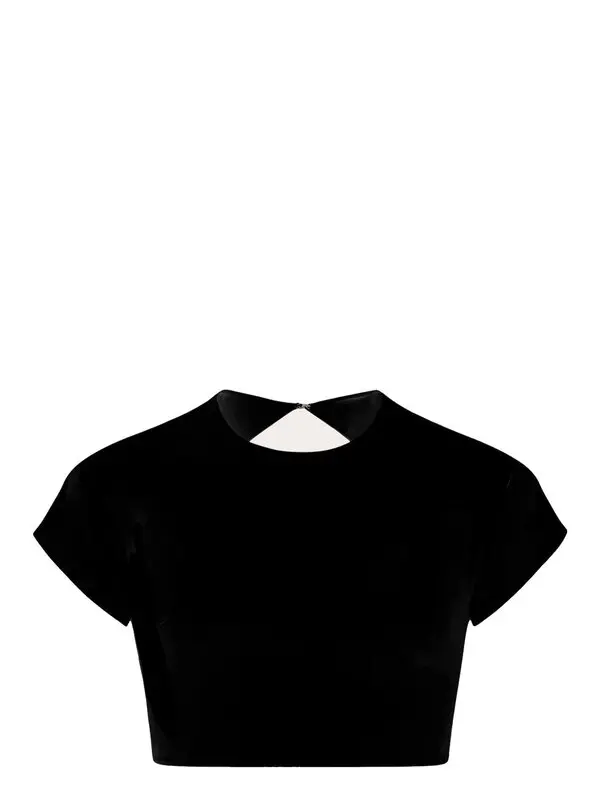 Azeeza Aura Poplin Cutout Crop Top - Black