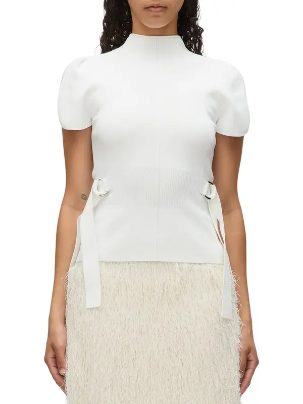 3.1 Phillip Lim Compact Rib Knit Mock Neck Top - White