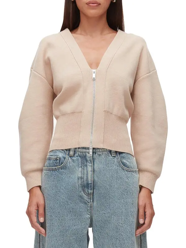 3.1 Phillip Lim Knit Sculpted-sleeve Crop Cardigan - Neutral