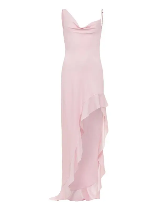 Azeeza Daphne Asymmetric Draped Stretch-charmeuse Gown - Pink