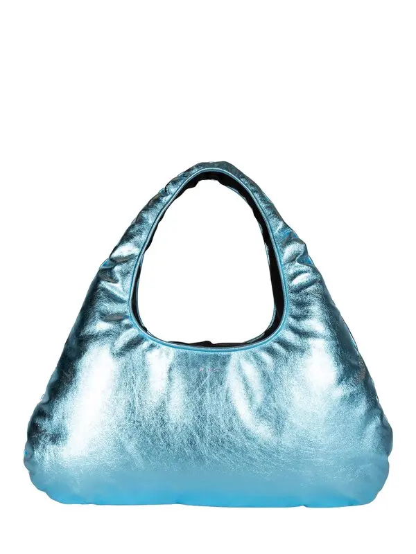W 78 ST Large Cloud Pearlescent Leather Shoulder Bag - Blue