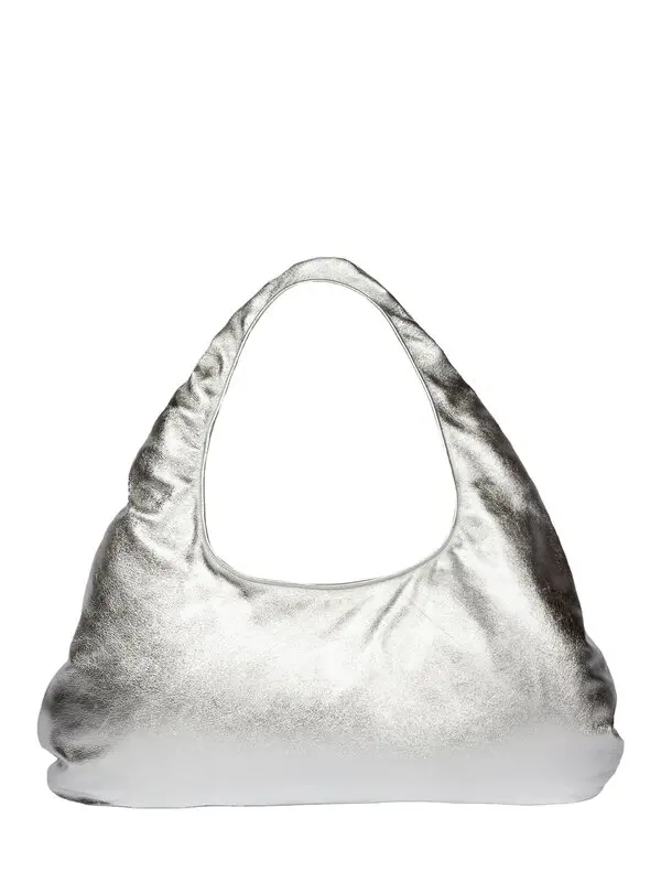 W 78 ST Large Cloud Metallic Leather Shoulder Bag - Silver