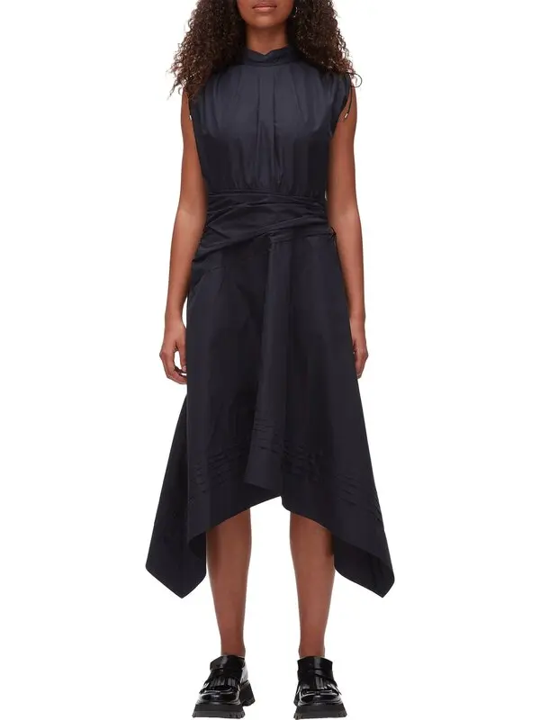 3.1 Phillip Lim Cotton Poplin Ruched Handkerchief Dress - Black