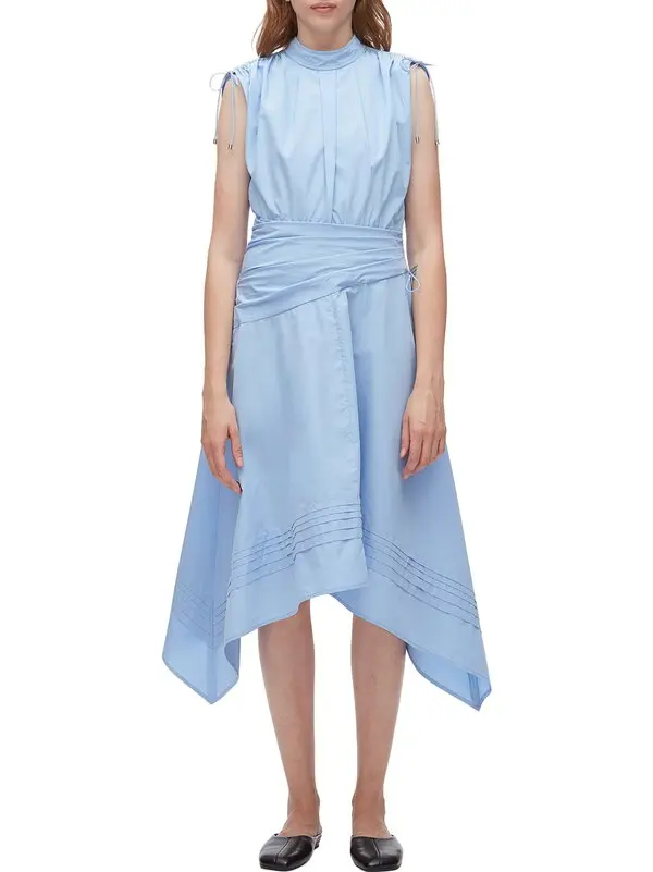 3.1 Phillip Lim Cotton Poplin Ruched Handkerchief Dress - Blue