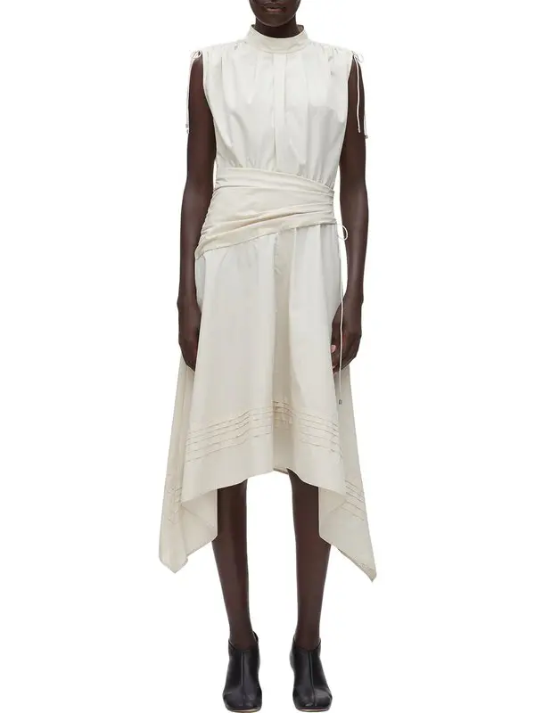 3.1 Phillip Lim Cotton Poplin Ruched Handkerchief Dress - Neutral