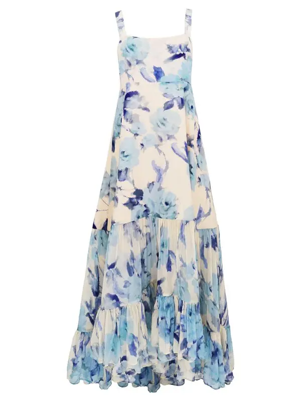 Azeeza Bellevue Floral Chiffon Midi Dress - Multicolor