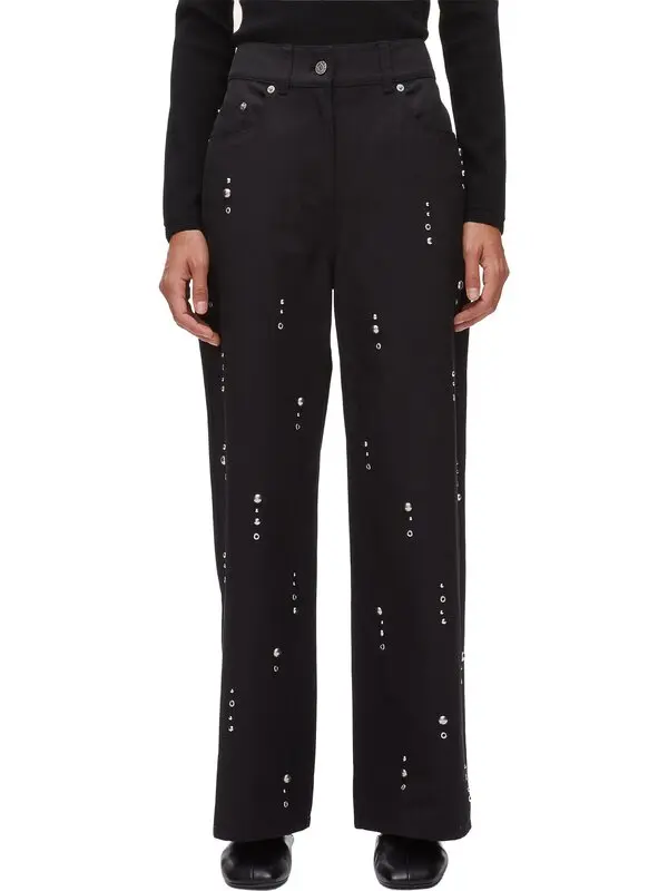 3.1 Phillip Lim Studded Twill Wide-leg Pants - Black