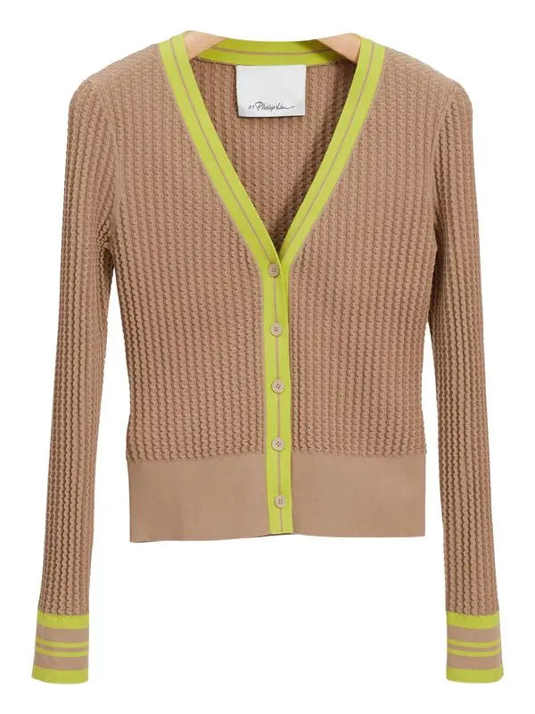 3.1 Phillip Lim Textured Rib Knit V-neck Cardigan - Neutral