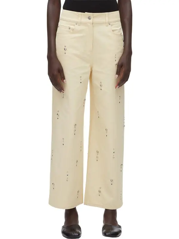 3.1 Phillip Lim Studded Twill Wide-leg Pants - Neutral