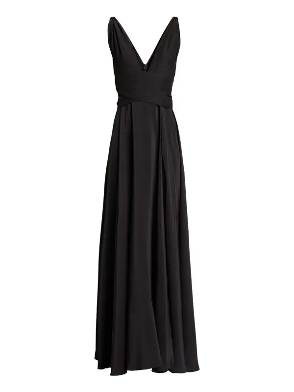 Azeeza Cirrus Belted Silk-charmeuse Gown - Black