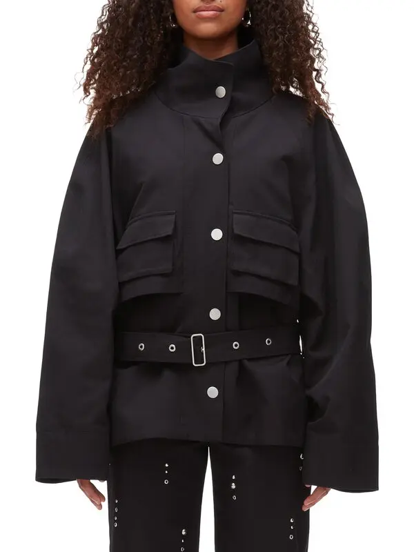 3.1 Phillip Lim Twill Belted Utility Coat - Black
