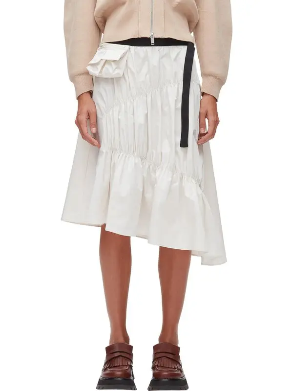 3.1 Phillip Lim Ripstop Shirred Asymmetric Skirt - White