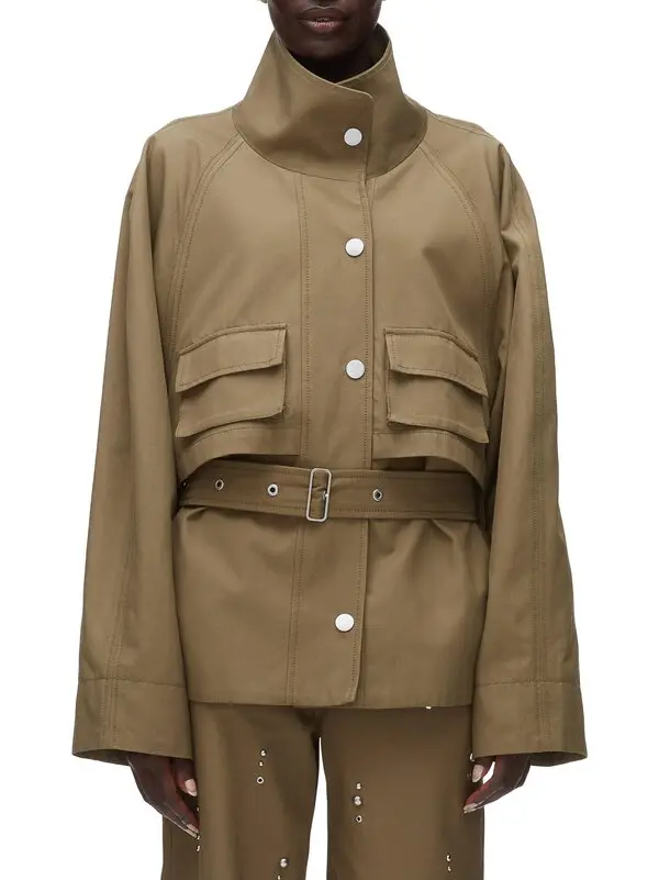 3.1 Phillip Lim Twill Belted Utility Coat - Green