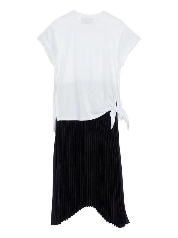 3.1 Phillip Lim Combo Pleated T-shirt Dress - White