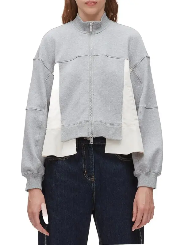 3.1 Phillip Lim French Terry Ripstop Combo Zip Track Jacket - Grey