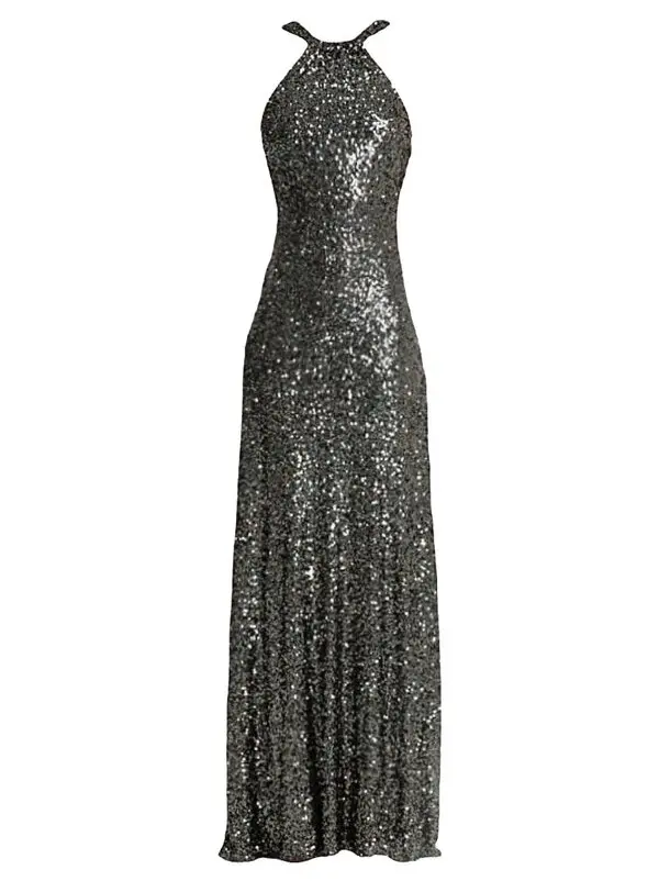 Francisco Arce Calixta Sequin High-neck Gown - Silver