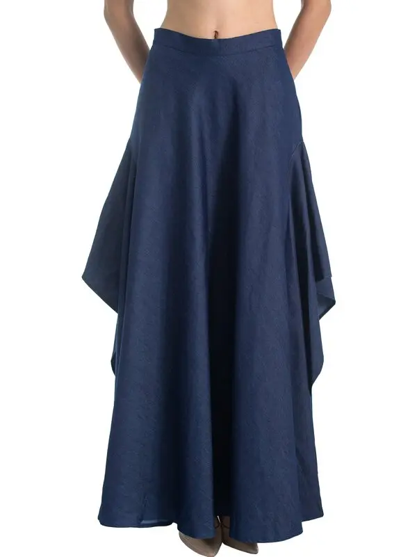 Francisco Arce Carmen Draped Maxi Skirt - Blue