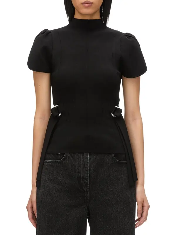 3.1 Phillip Lim Rib Knit Mock Neck Top - Black