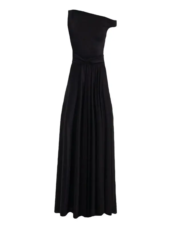 Francisco Arce Geneve Ruched Jersey Asymmetric Gown - Black