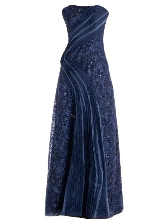 Francisco Arce Xóchitl Embellished Wave Gown - Blue