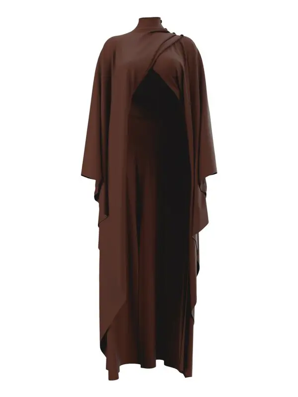 ANDREA IYAMAH Ovu Knit Jersey Draped Cape - Brown