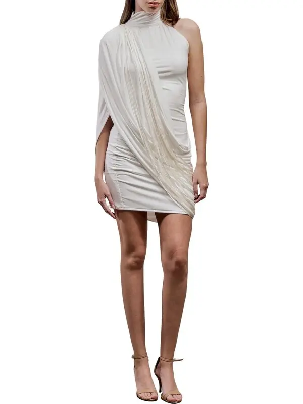 Francisco Arce Kri Asymmetric Drape Mini Dress - White
