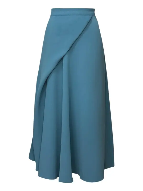 EDELINE LEE Fatale Georgette Draped Midi Skirt - Blue