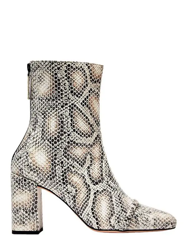 JUWELINA PARIS Gigi Embossed-leather Ankle Boots - Grey
