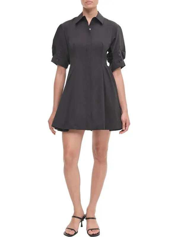 Simkhai Jazzie Pleated Mini Shirt Dress - Black