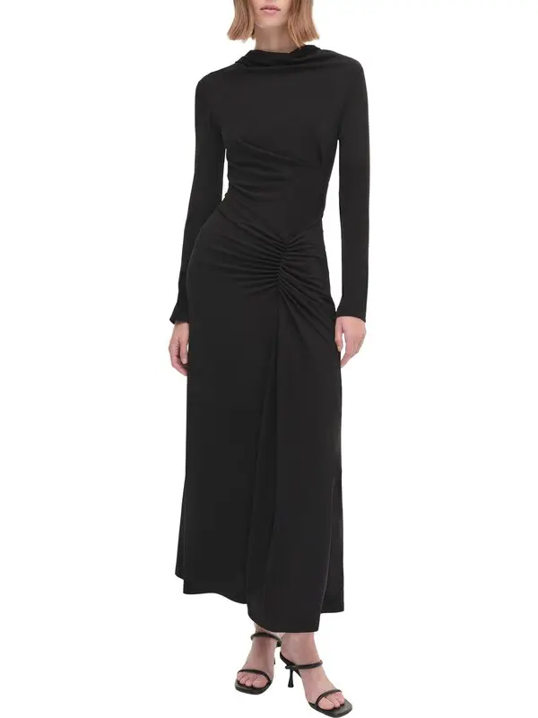 Simkhai Ferrera Draped Jersey Midi Dress - Black