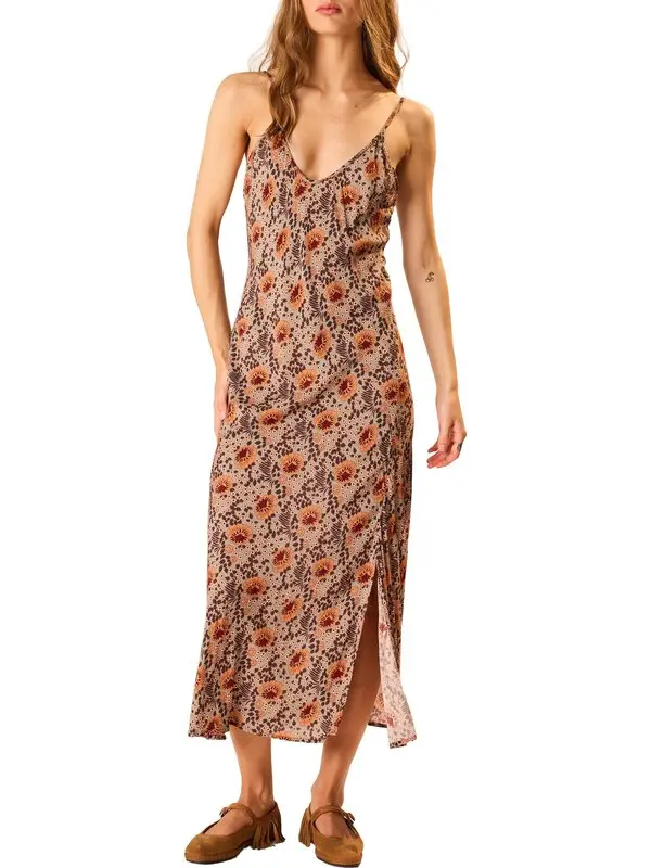 Natalie Martin Leandra Floral Midi Slip Dress - Multicolor