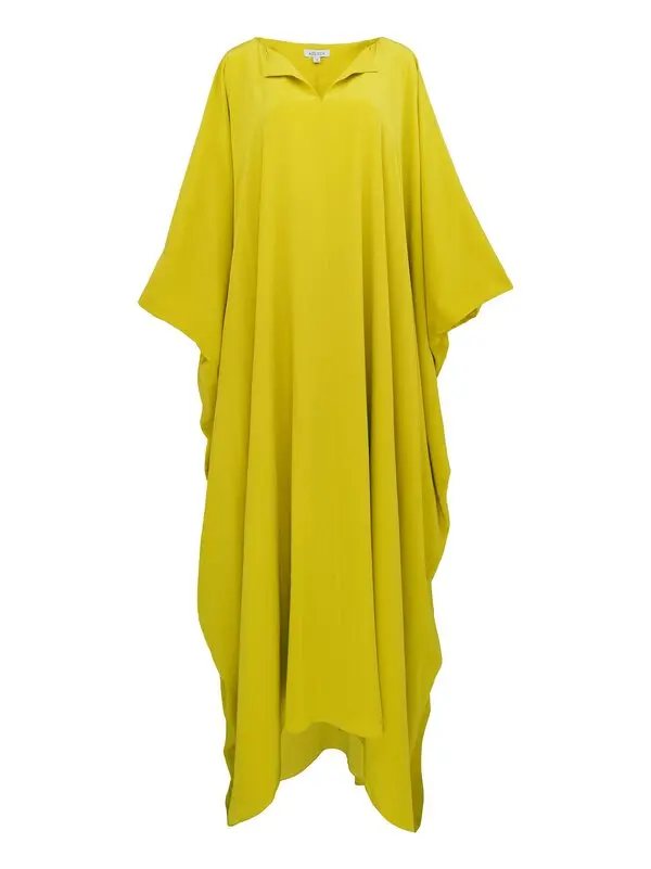 Azeeza Lera Draped Silk Kaftan - Yellow